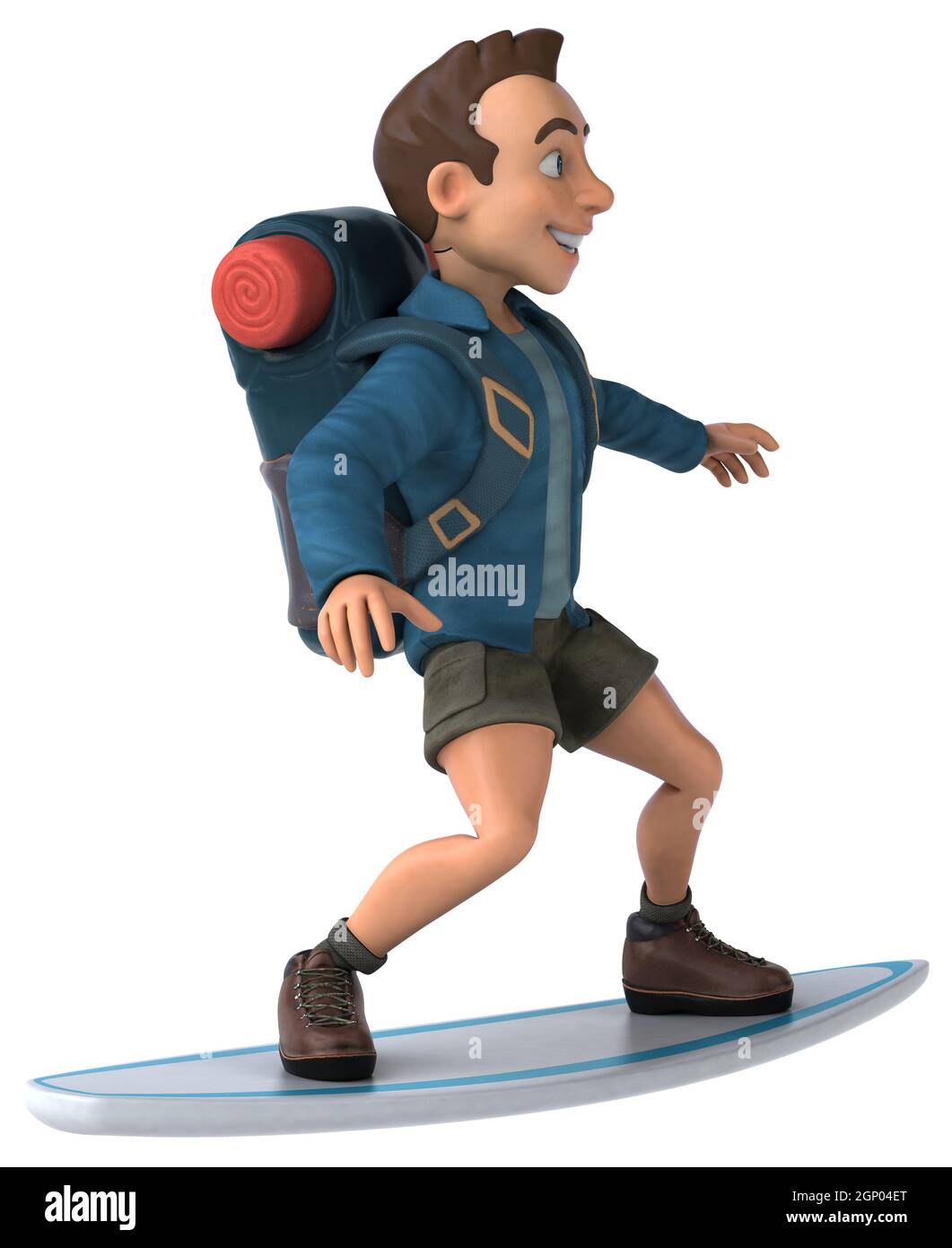 Fun illustration of a 3D cartoon backpacker Stock Photo - Alamy