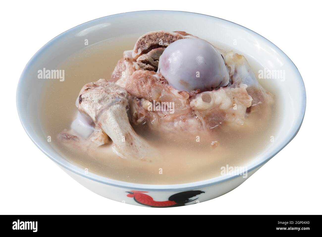 close up of bowl of pork bone broth isolated white background Stock ...