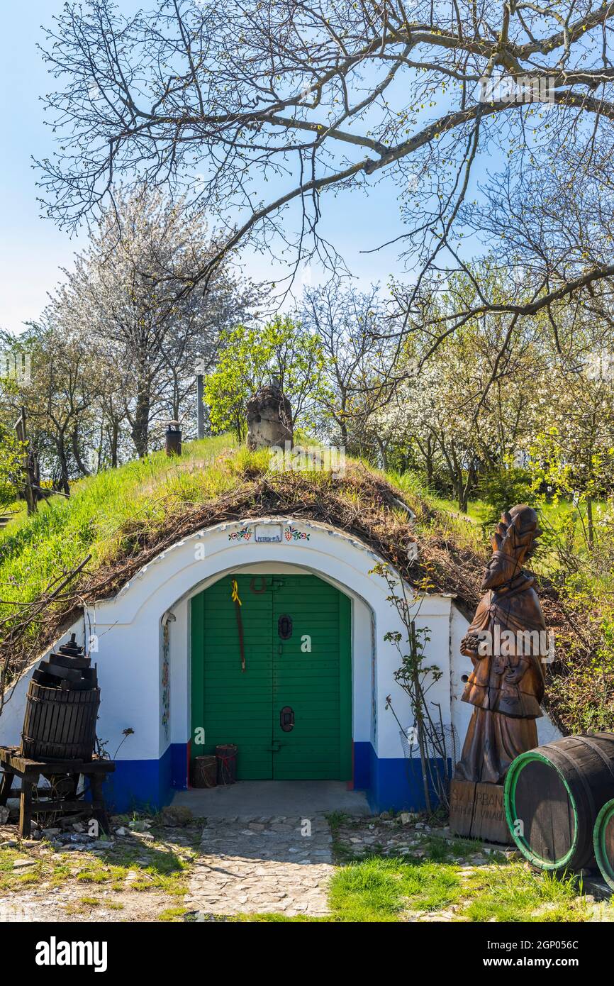 Group of typical outdoor wine cellars in Plze near Petrov, Southern ...