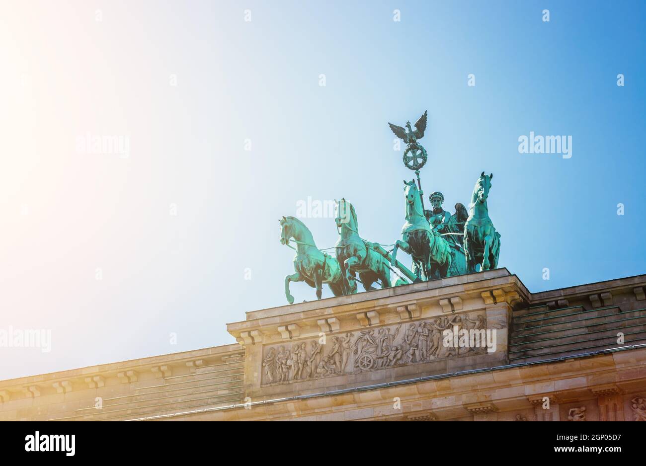 Front picture of the Brandenburger Gate in Berlin, Germany in summer ...