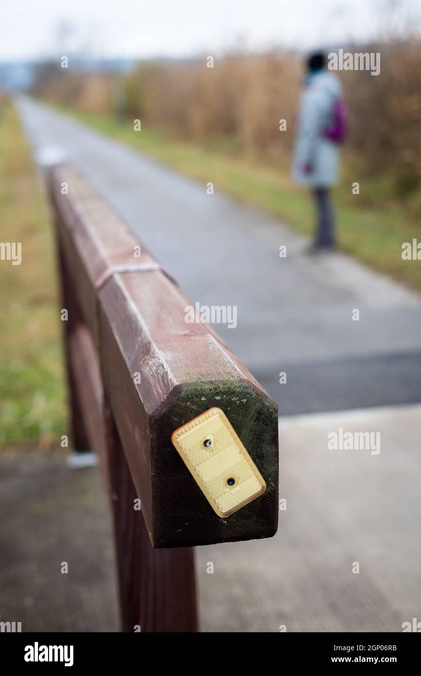 Solitude woman on a path hiking Stock Photo - Alamy