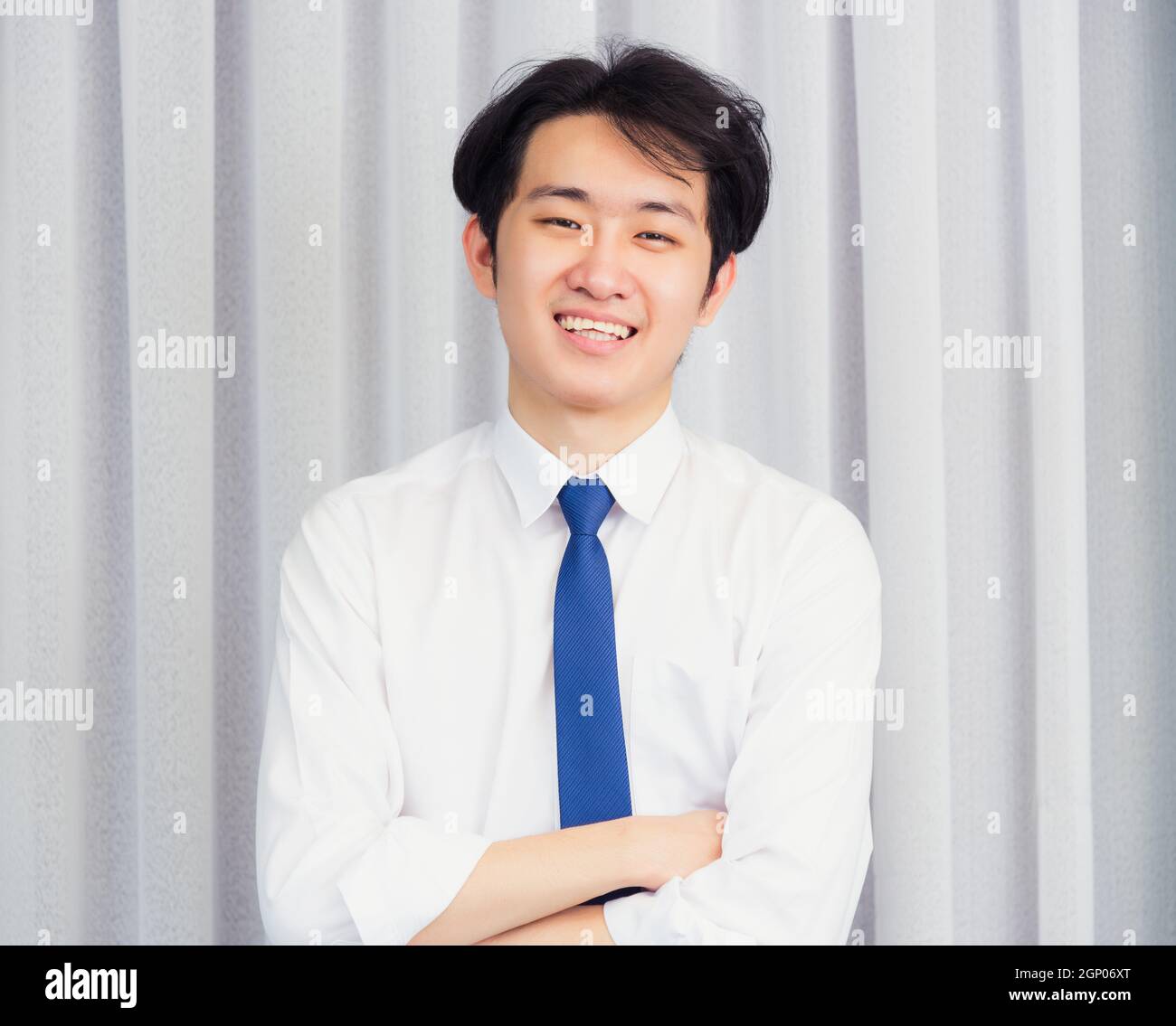 Portrait of happy business handsome man confident wearing shirt pose ...