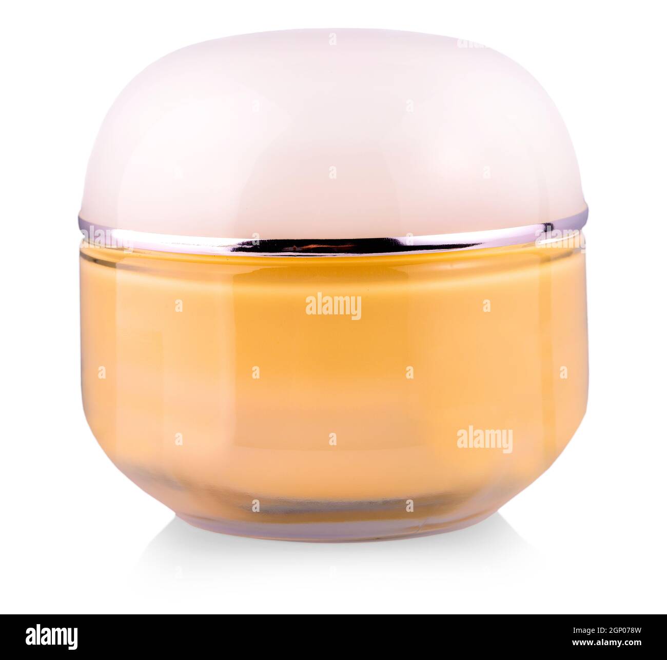 Tonal cream in glass jar on white background closeup Stock Photo - Alamy