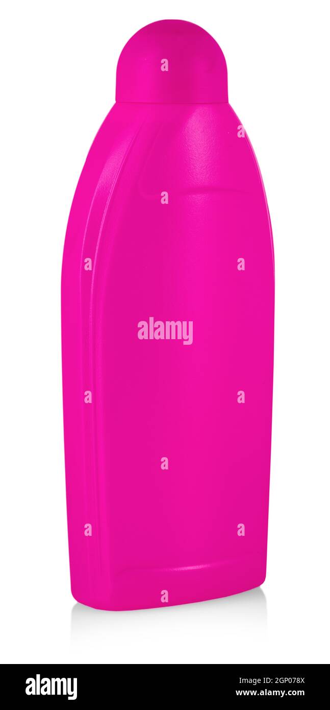 Red plastic bottle with cleaning liquid. Isolated on a white Stock ...