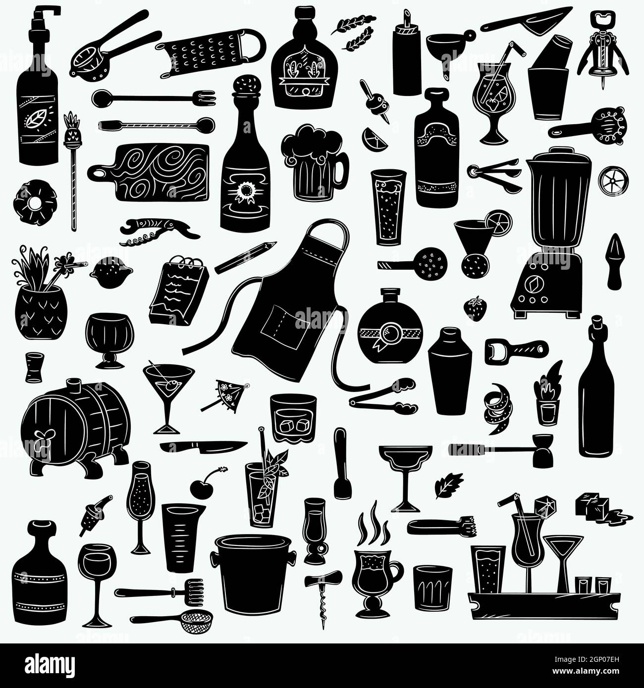 Vintage bartender illustration hi-res stock photography and images - Alamy