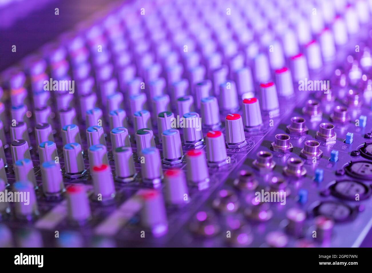 Professional music production in a sound recording studio, mixer desk ...