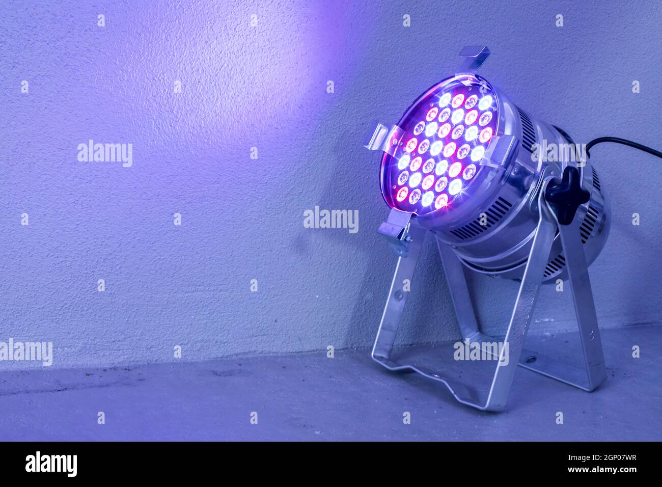 Party lighting: Colorful LED spots on the floor, hall Stock Photo - Alamy