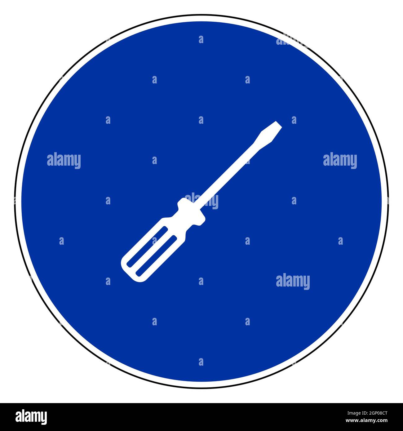 Screwdriver and blue sign Stock Photo - Alamy