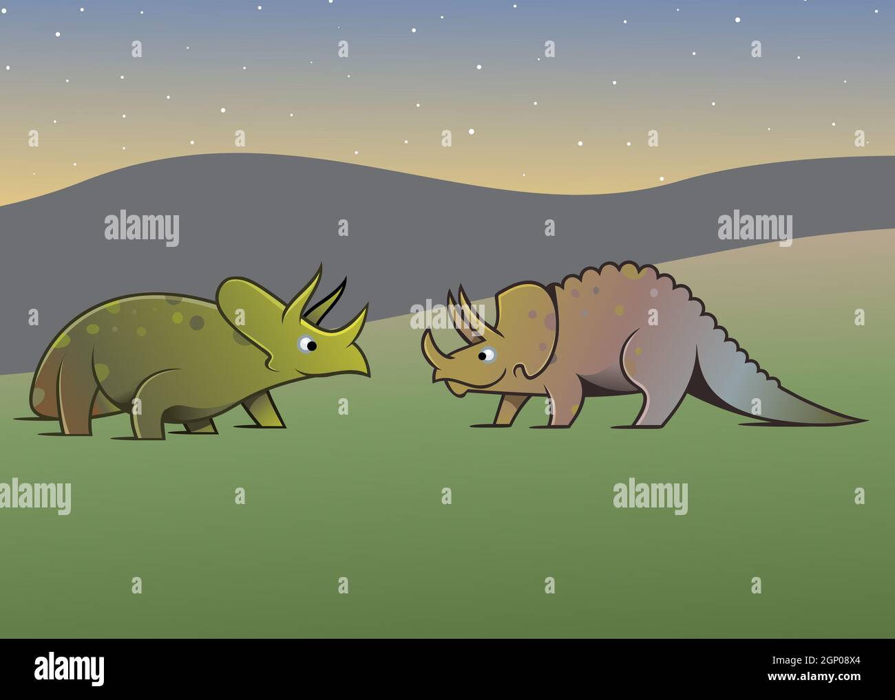 Cartoon-style illustration for kids - Pair of Triceratops Stock Photo ...