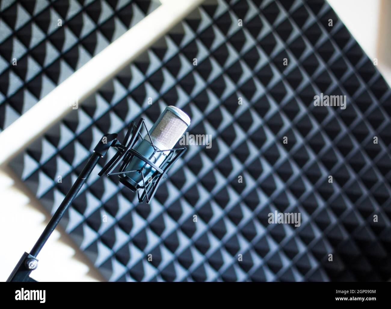 Professional studio microphone in a recording studio, sound insulation ...
