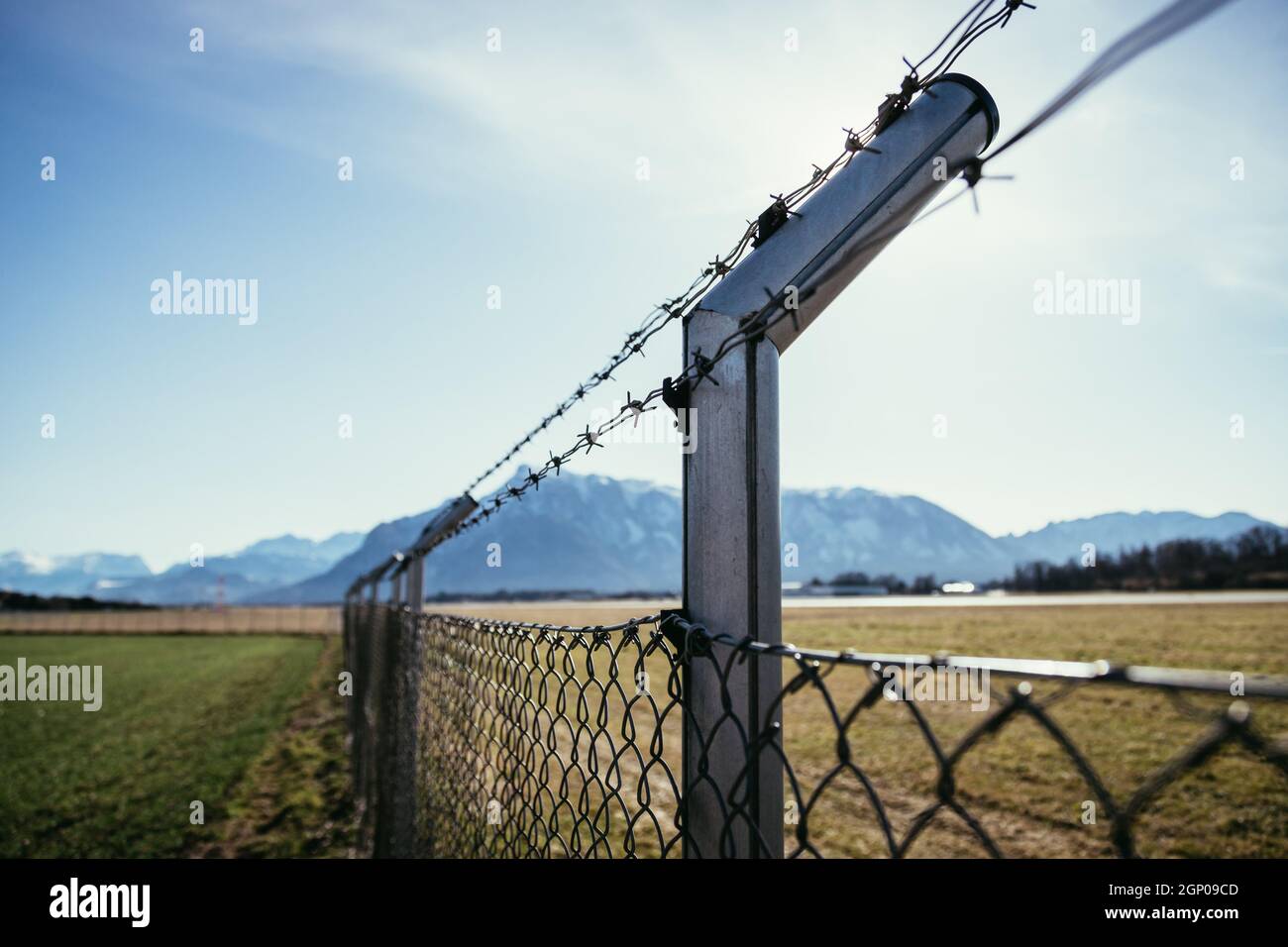 Military fence, demarcate the border, closeup, blurry background Stock ...
