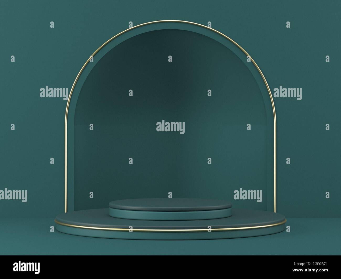 Mock up podium for product presentation 3D render illustration on green ...