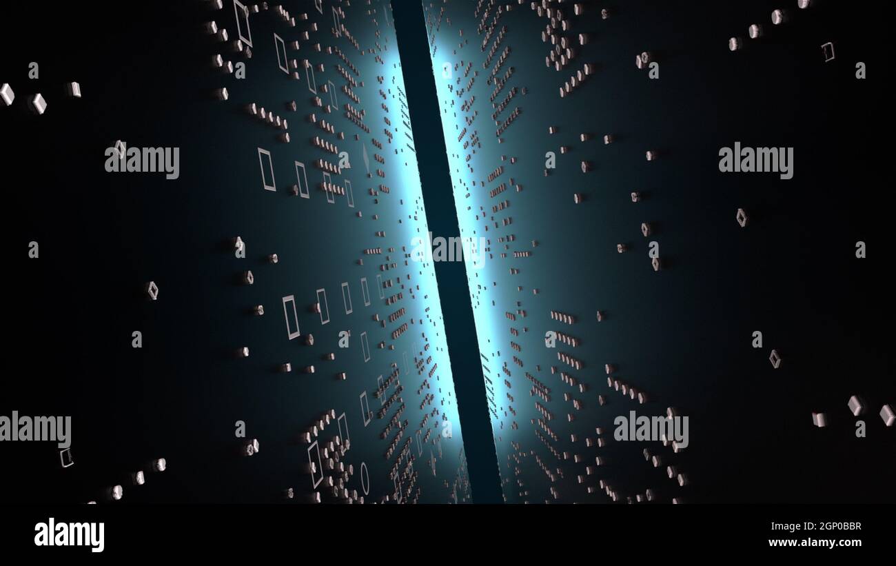3d technology tunnel, computer generated. 3d rendering of narrow space ...