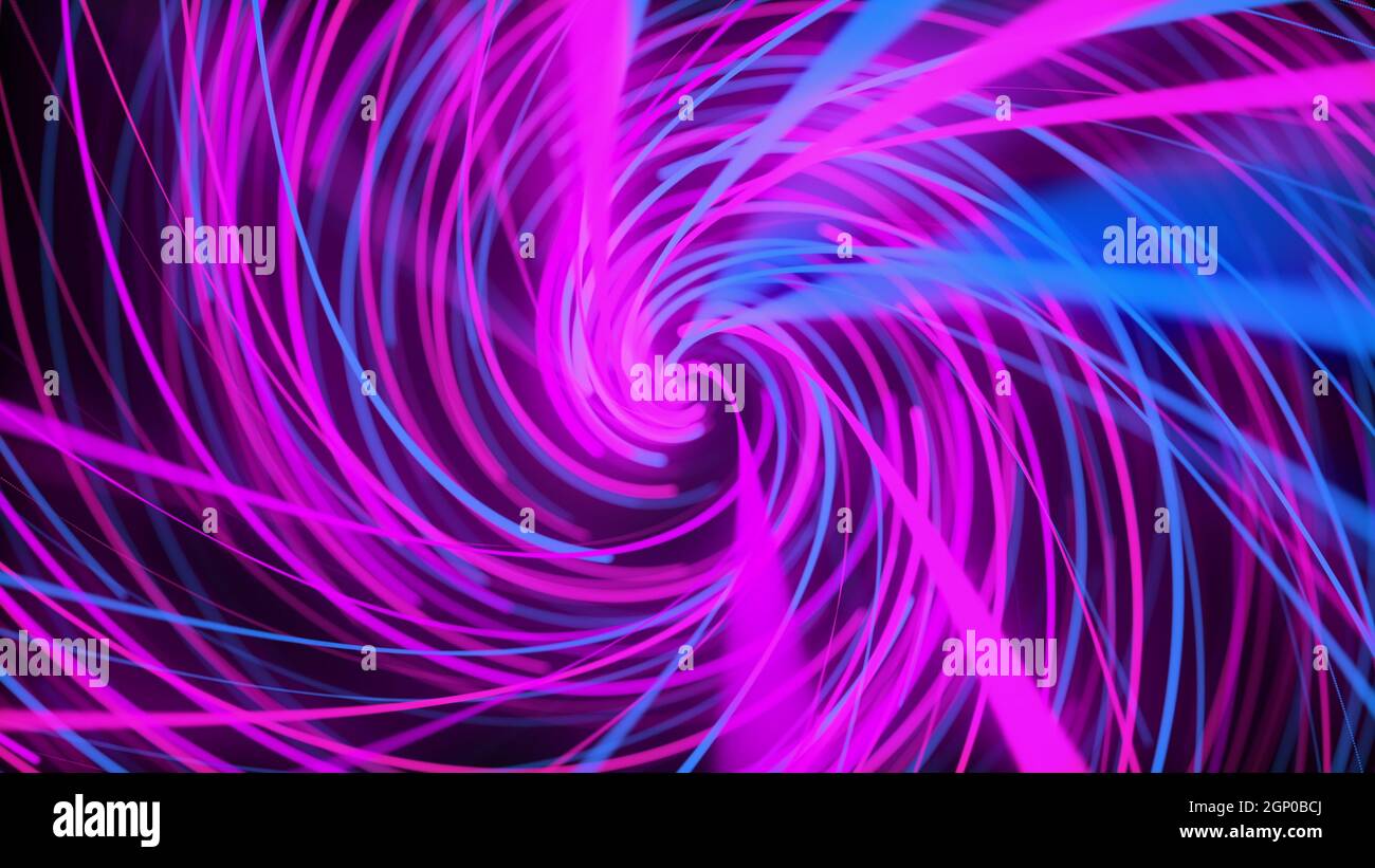 Flow of light glow lines, computer generated. 3d rendering of an ...