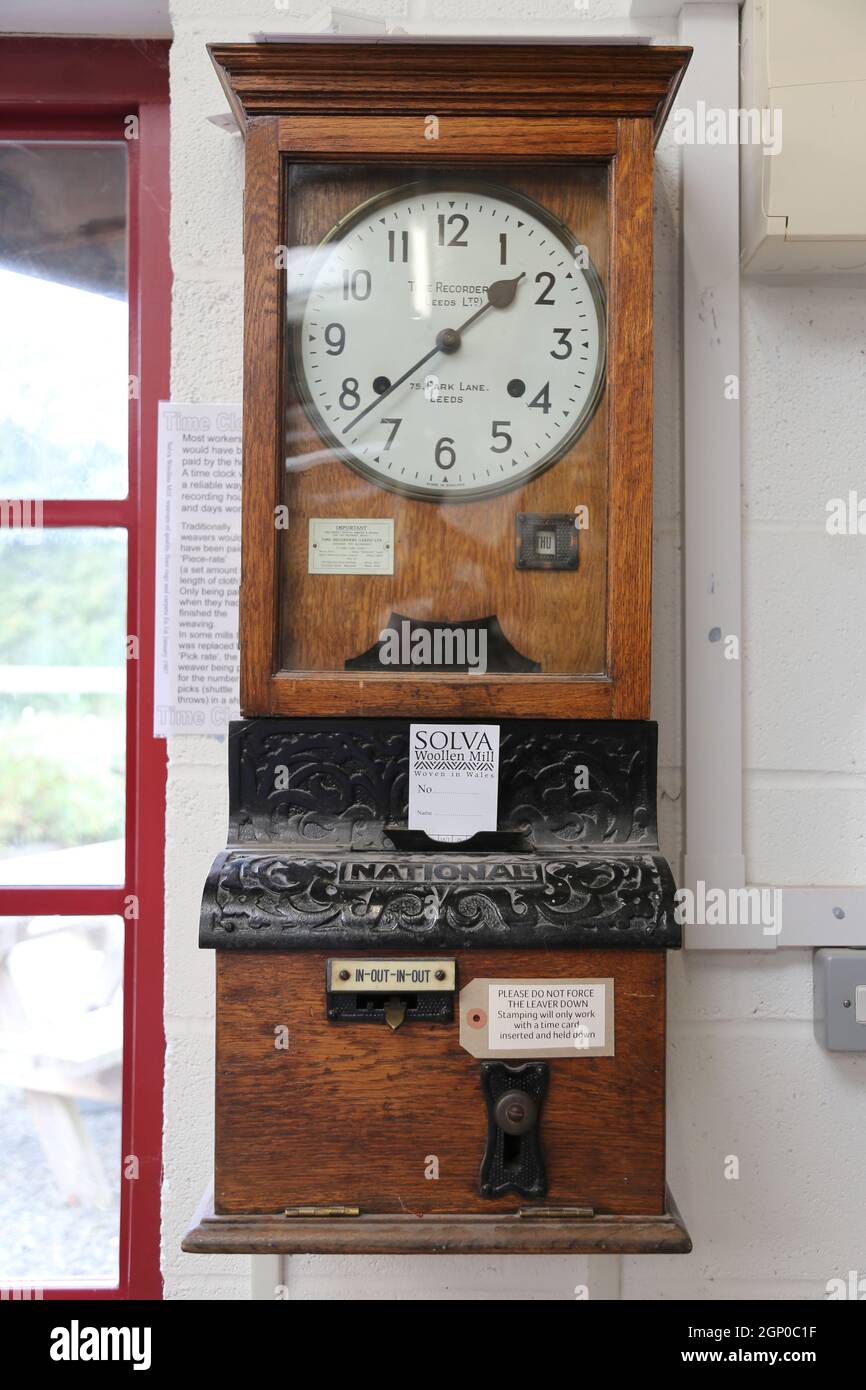 National time-card clock at Solva Woolen Mill, Pembrokeshire, Wales ...