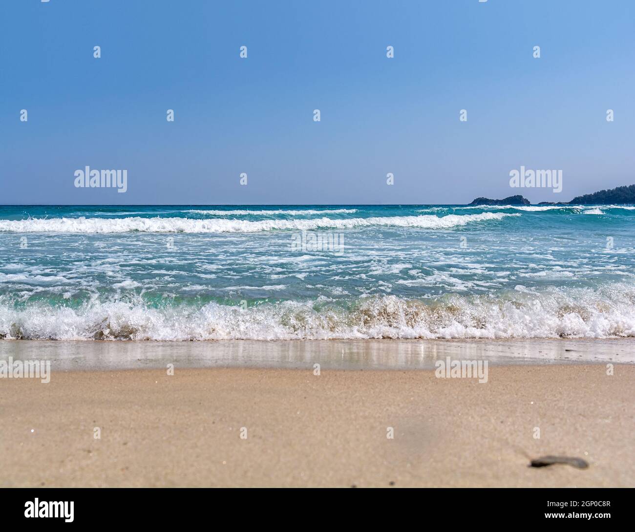 Splash beach sea wave powerful fresh landscape with clear sky Stock ...