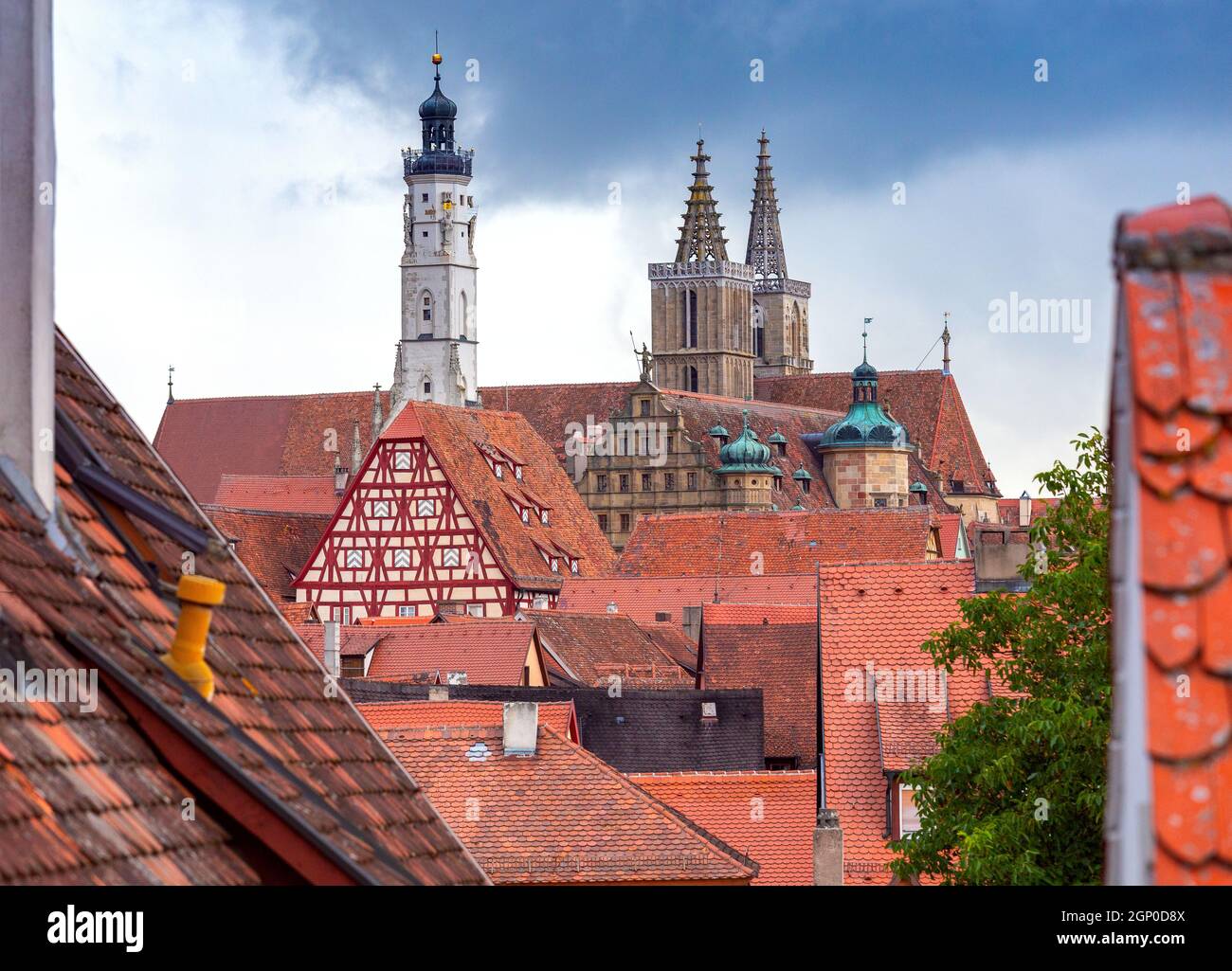 View of the roofs and medieval buildings in the historic city ...