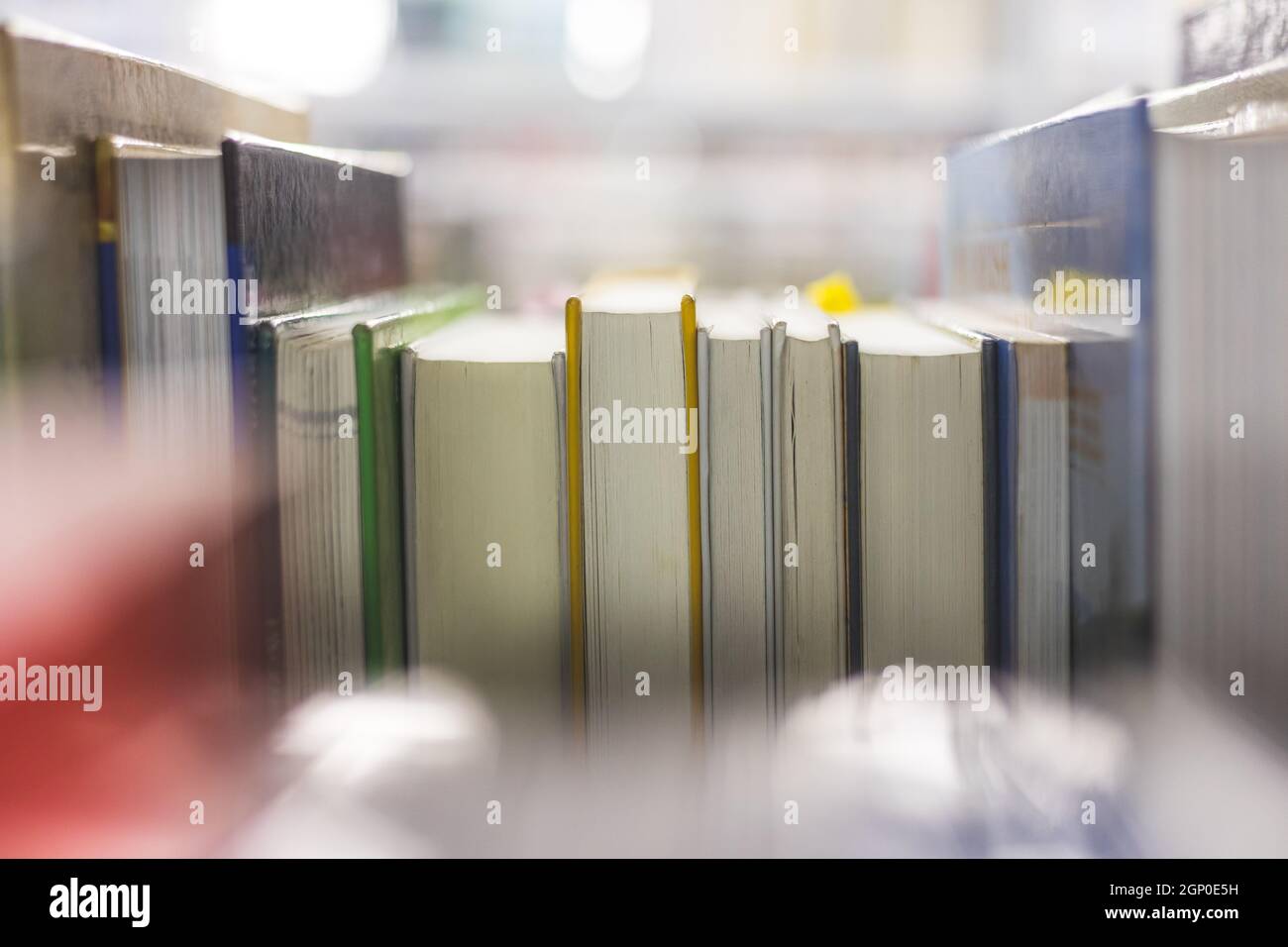 Close up picture of a variety of books in the public library Stock ...