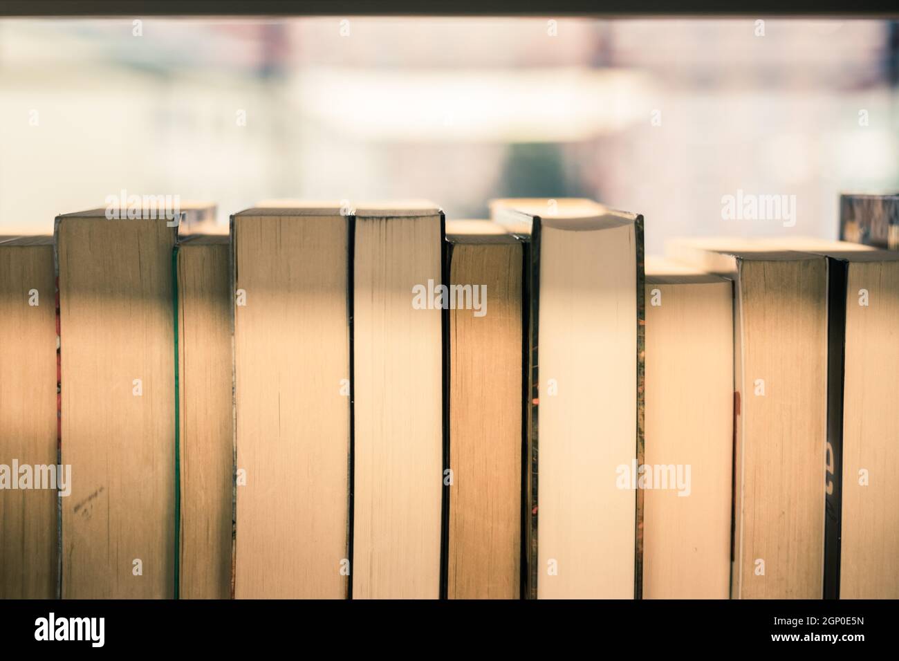 Close up picture of a variety of books in the public library Stock ...