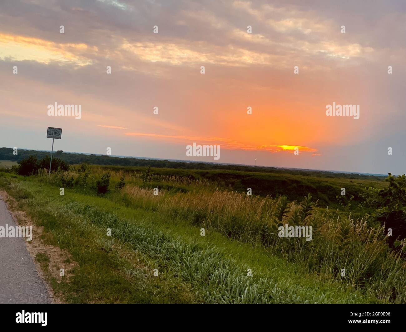 Sunset Over Nebraska Pasture landscape by the road . High quality photo ...