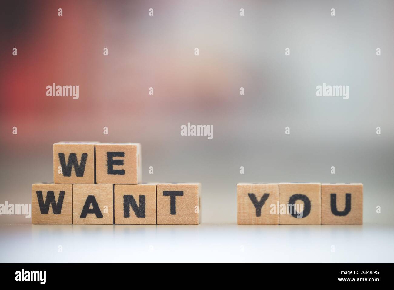 “We want you” letters, wooden, close up picture. Human resources Stock ...