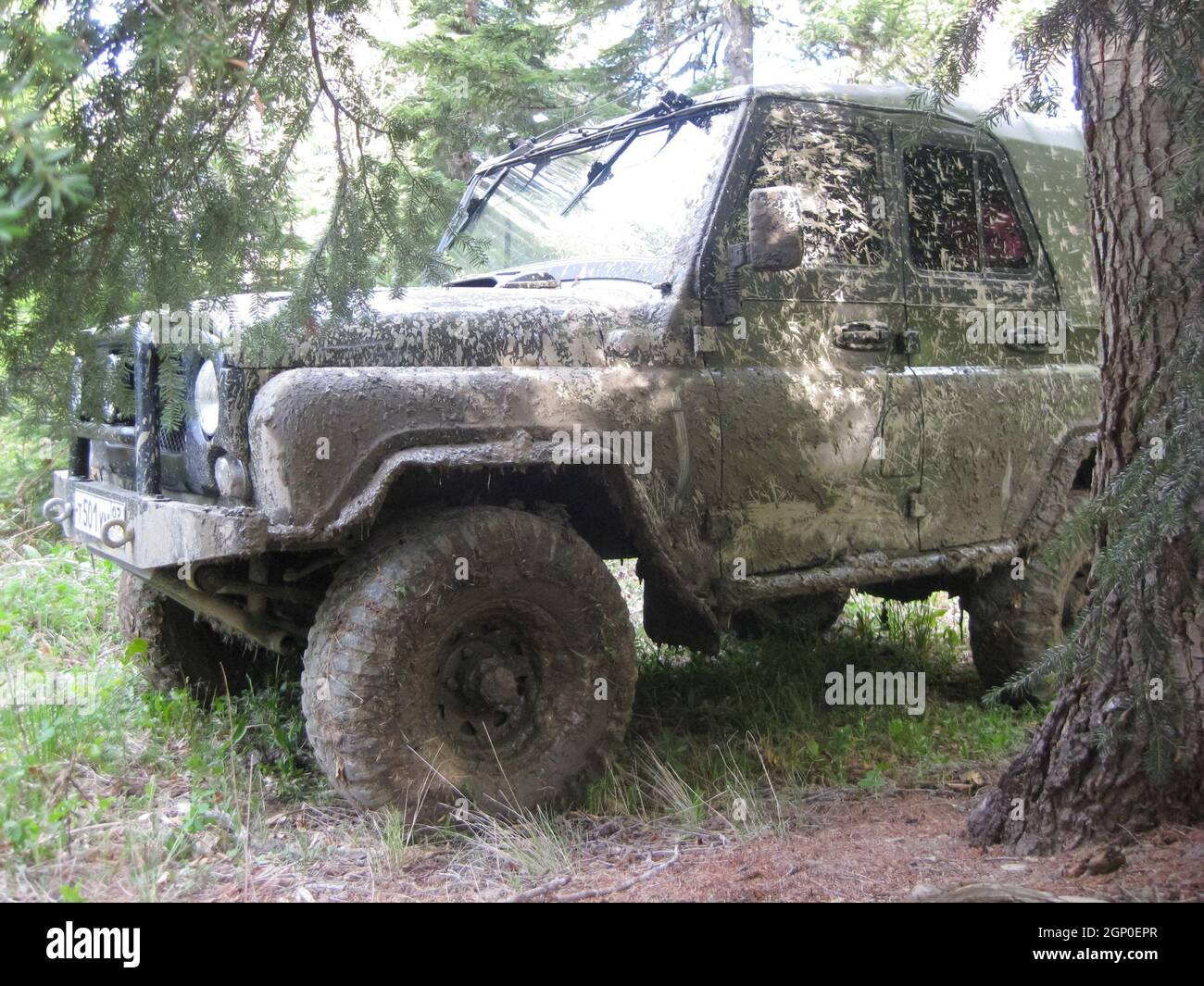 Moscow, Russia - June 23, 2019: It's a very dirty car. The SUV is ...