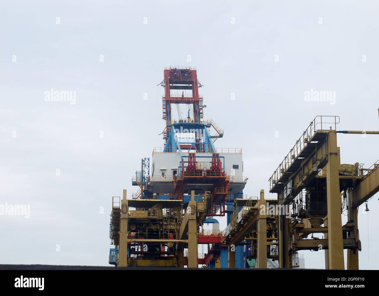 a construction crane used for loading and unloading containers at the ...