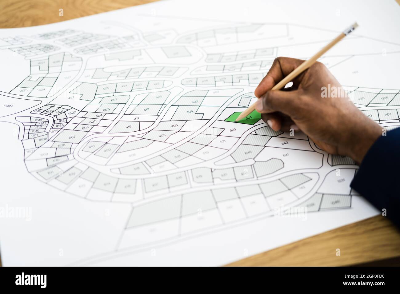 Land Map And Urban Building Project Plan Or Plot Stock Photo - Alamy
