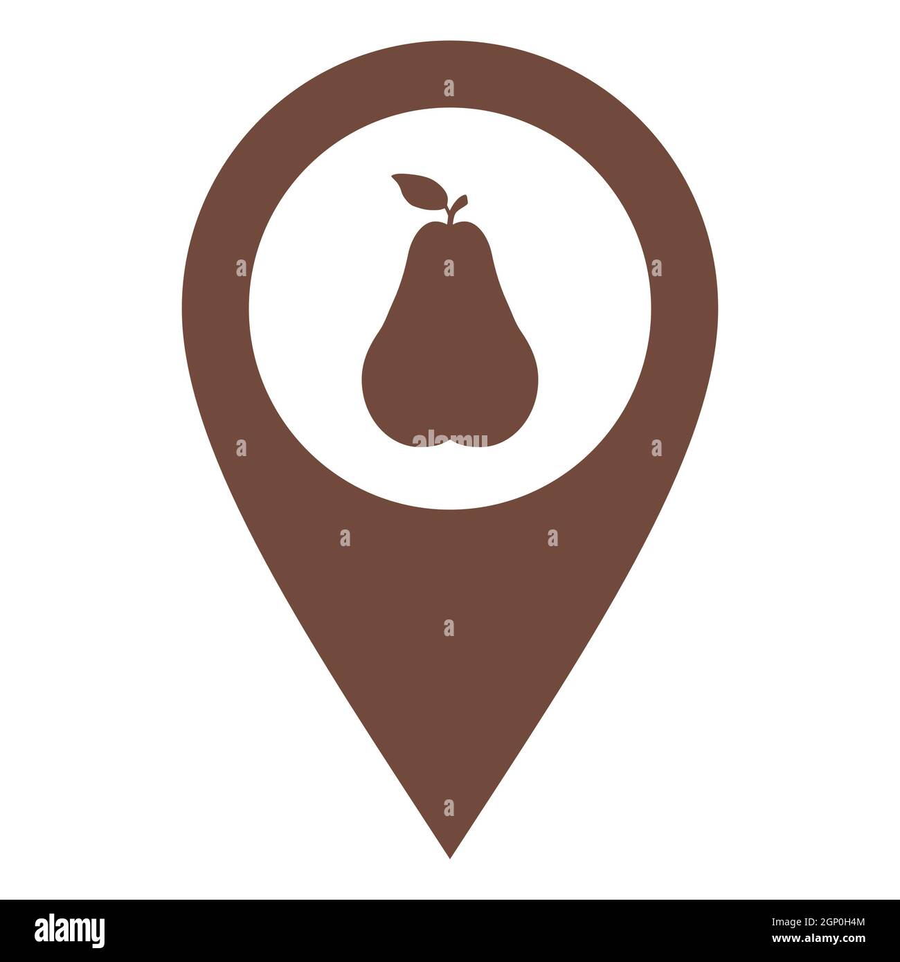 Pear and location pin Stock Photo - Alamy