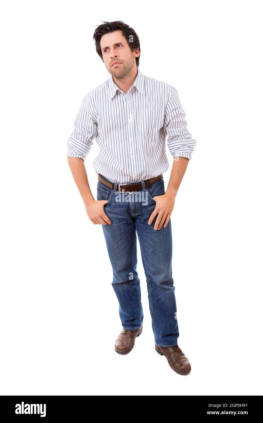 Studio picture of a casual man posing isolated Stock Photo - Alamy