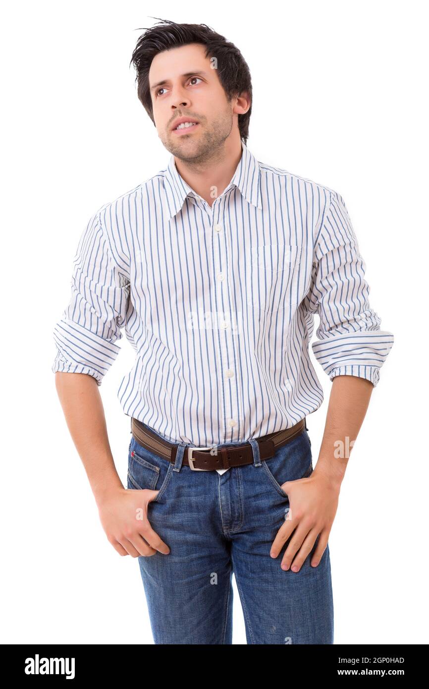 Studio picture of a casual man posing isolated Stock Photo - Alamy