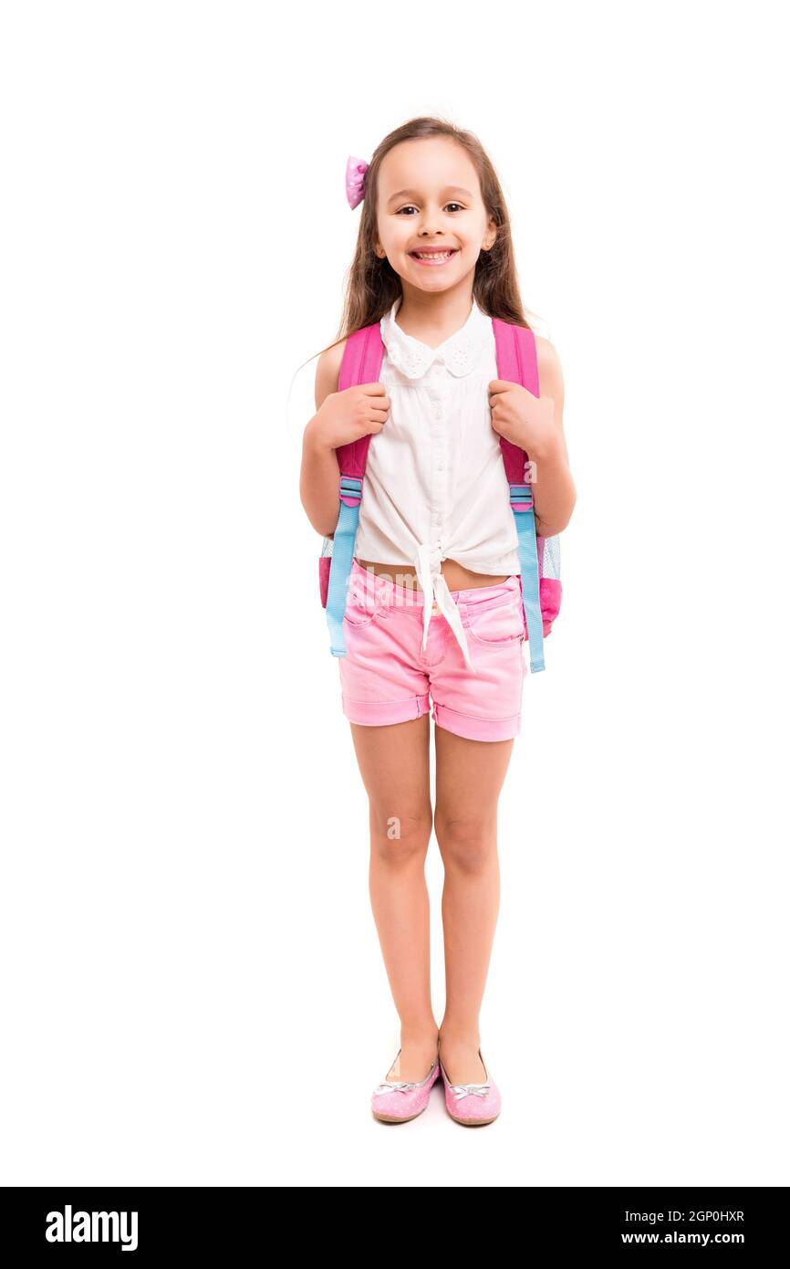 A small student posing isolated over white background Stock Photo - Alamy