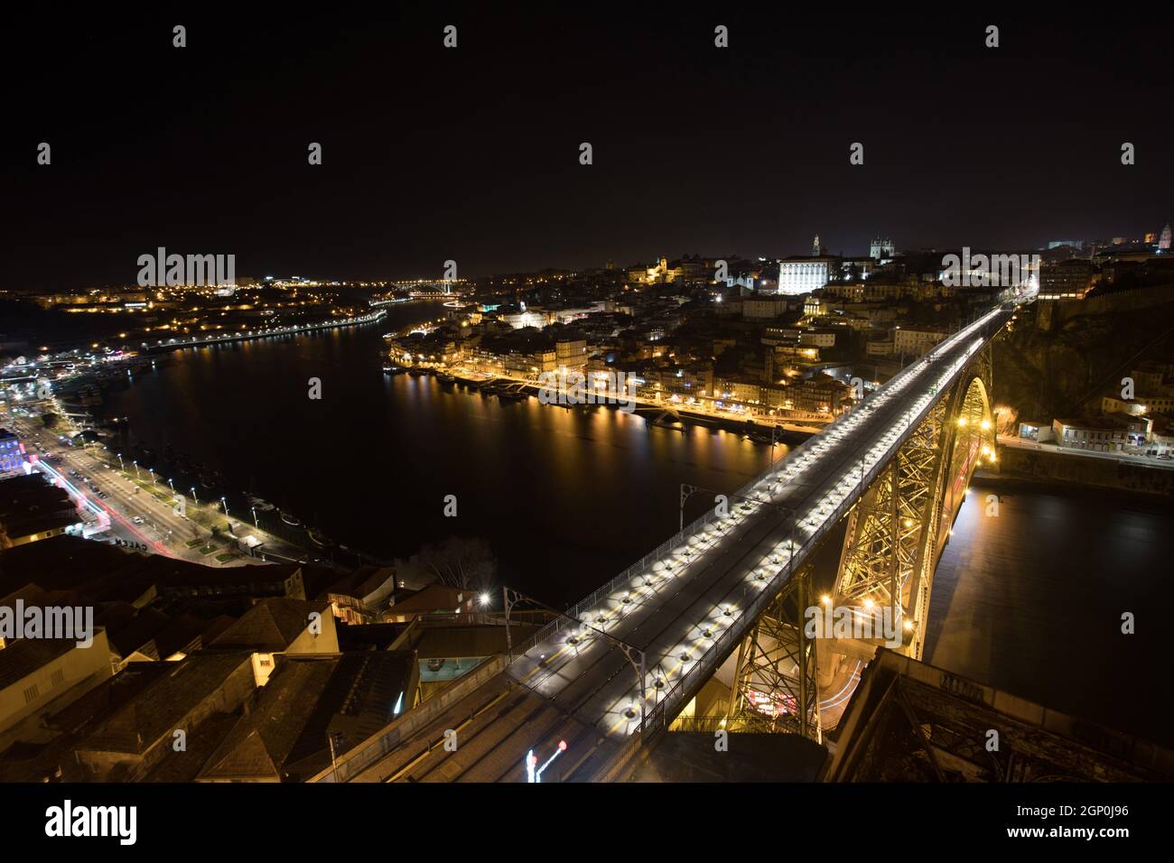 Panoramic view of Porto in Portugal at night Stock Photo - Alamy
