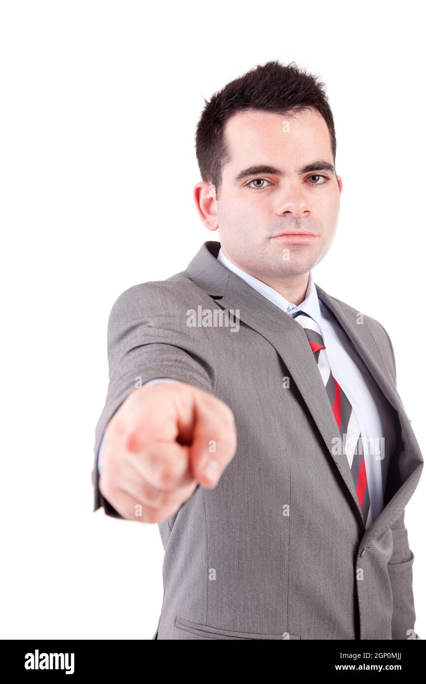 Business man, pointing forward - isolated Stock Photo - Alamy