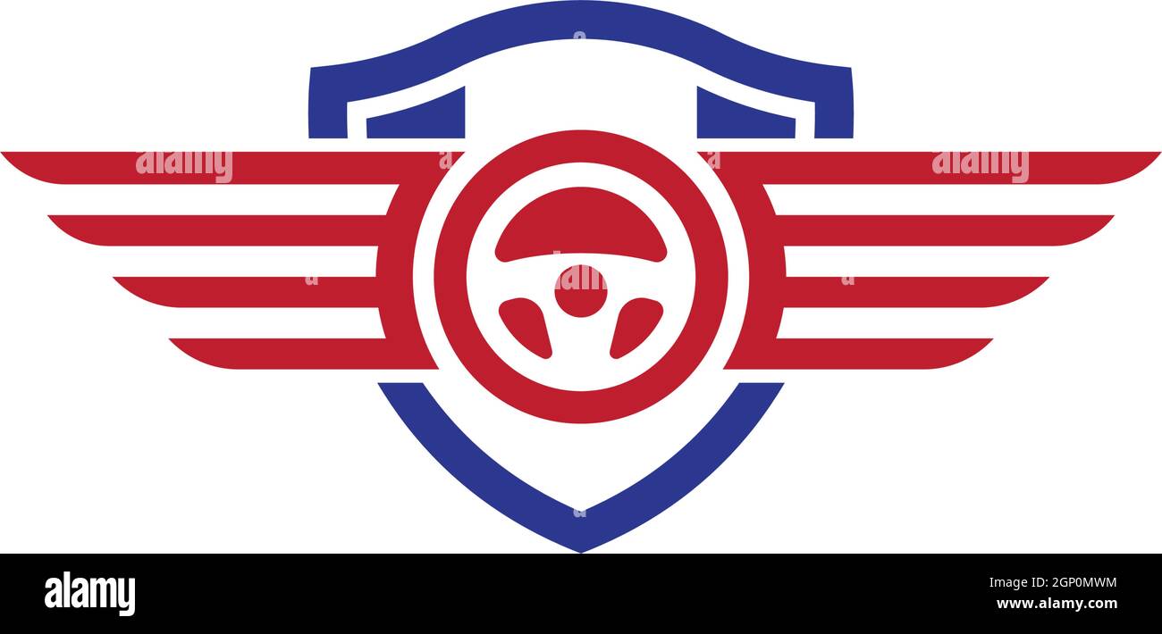 car steering wheel with wings logo icon vector illustration Stock ...