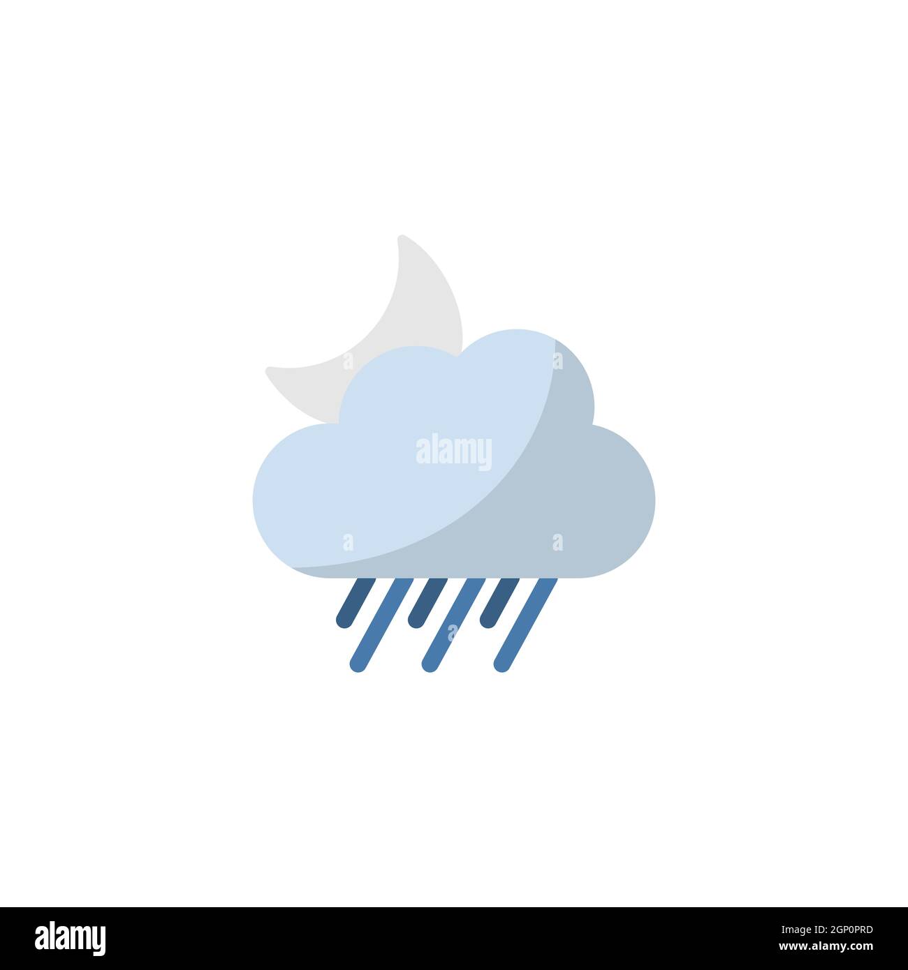 Rain, cloud and moon. Flat icon. Isolated weather vector illustration ...