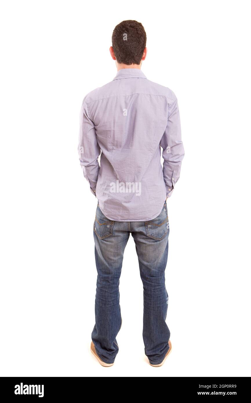 Young man with back turned to camera Stock Photo - Alamy