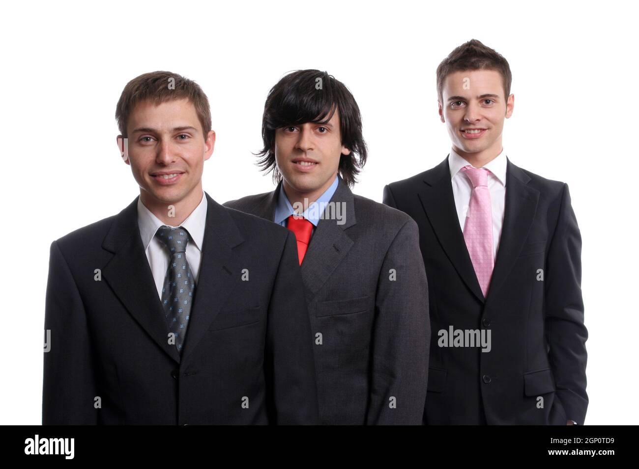 three young business men isolated on white background - focus on the ...