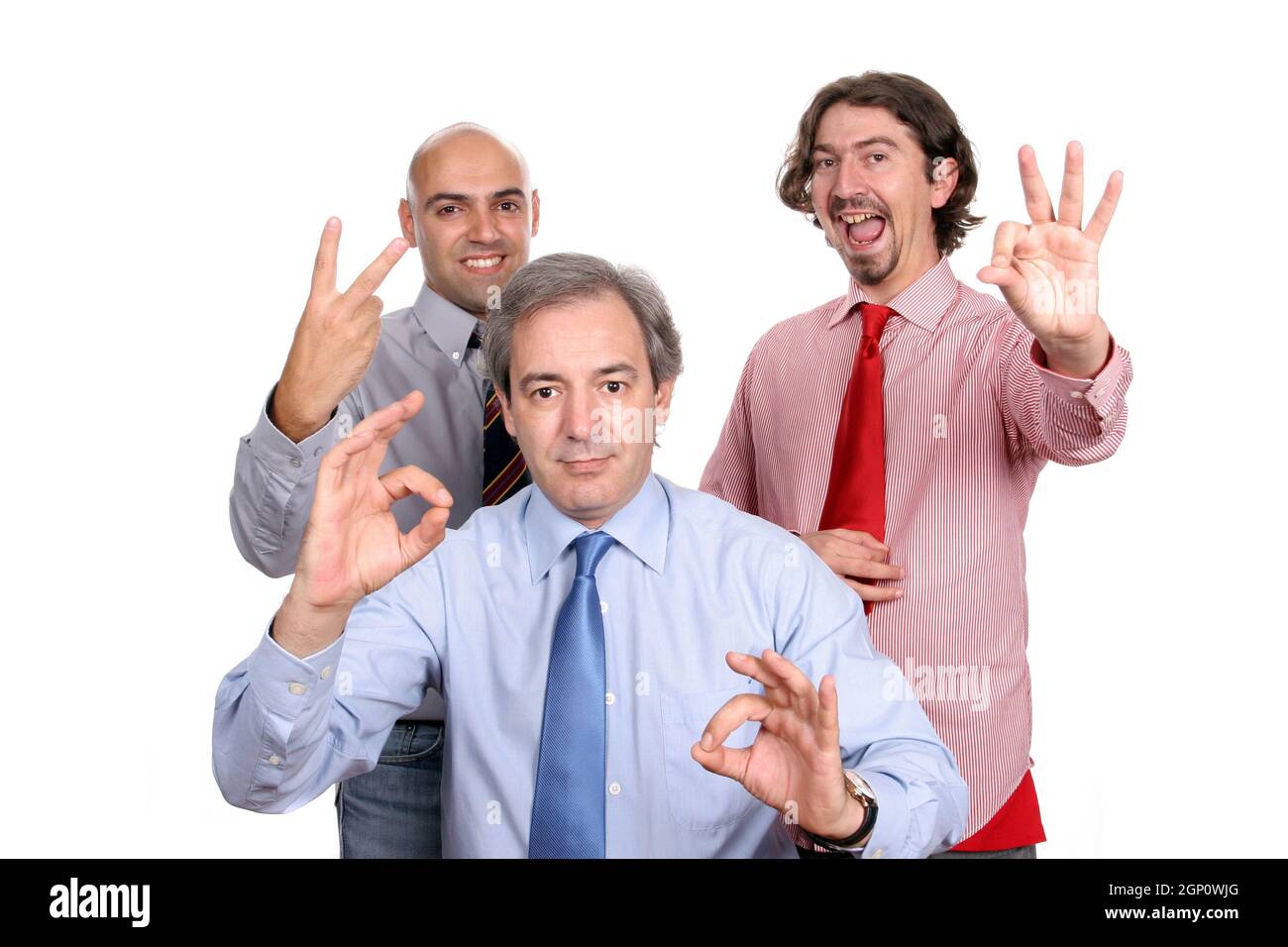 Happy business team, isolated in white background Stock Photo - Alamy
