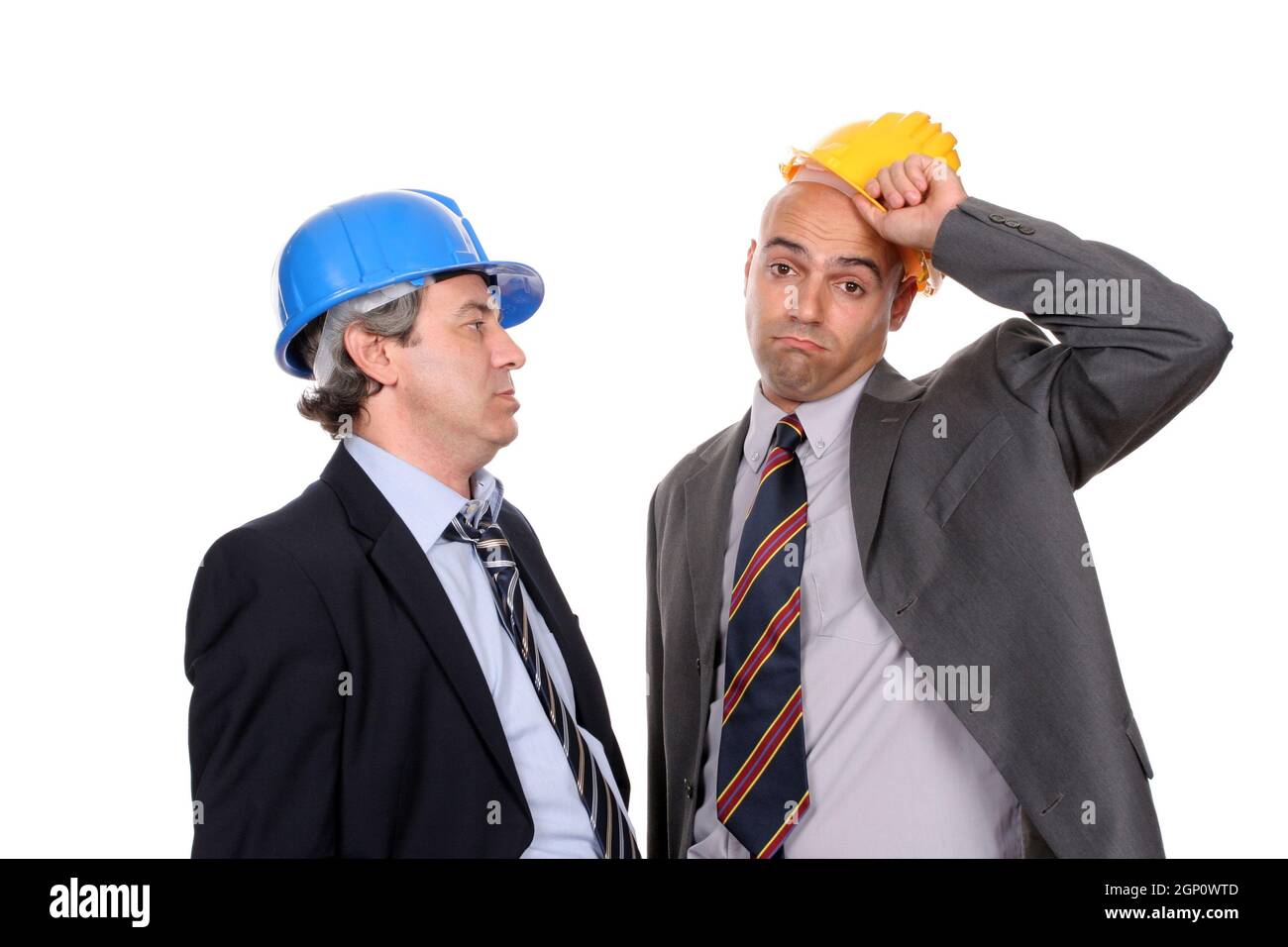 Two Engineers or Architects, discussing new project, isolated in white ...