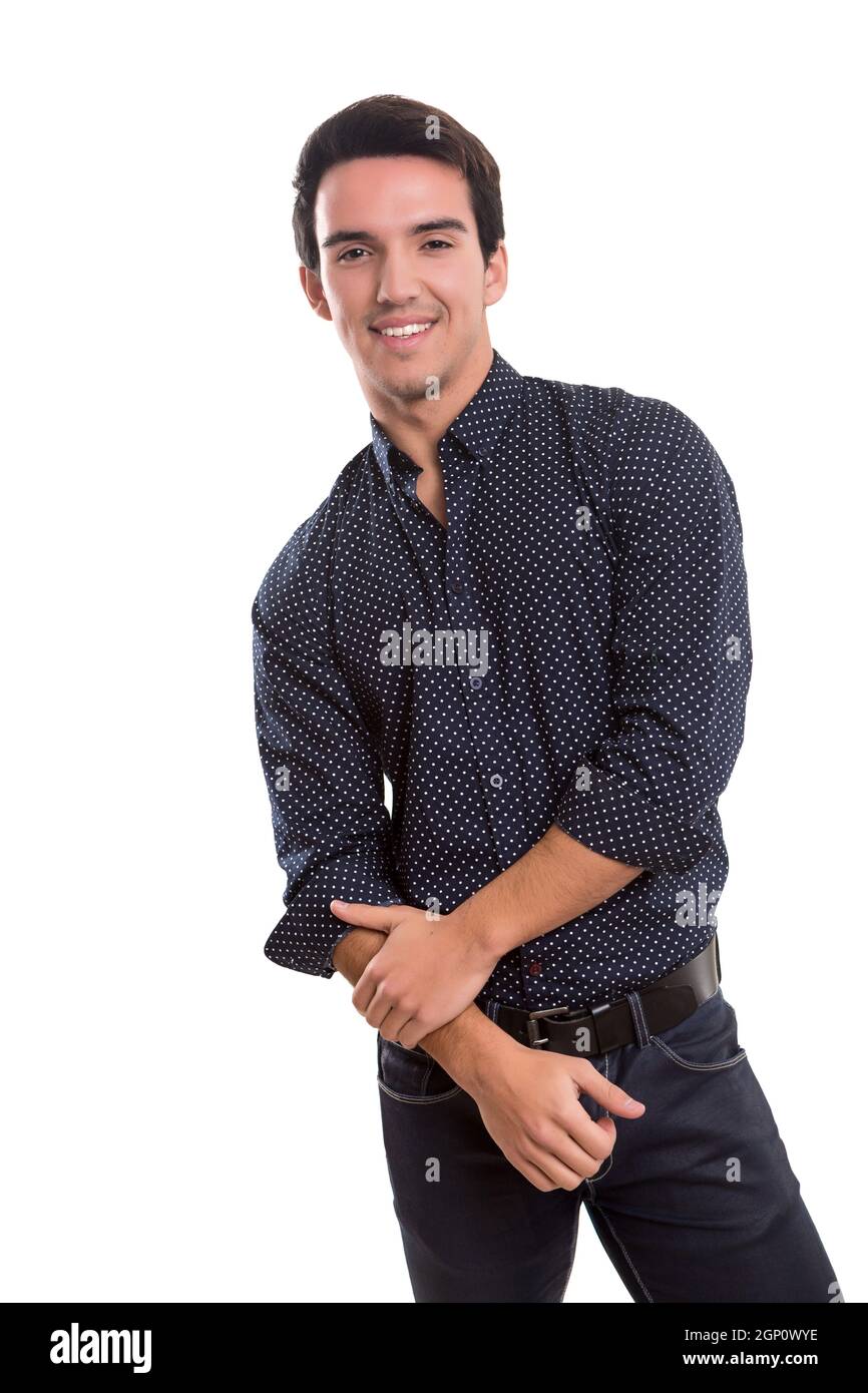 Studio picture of a young and handsome man posing isolated Stock Photo - Alamy