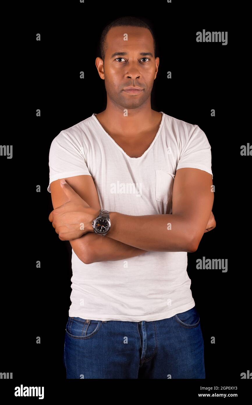 Young and beautiful african man posing isolated Stock Photo - Alamy