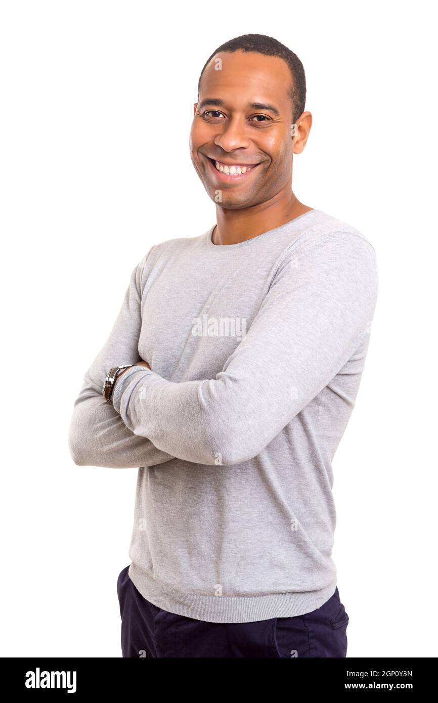 Young and beautiful african man posing isolated Stock Photo - Alamy