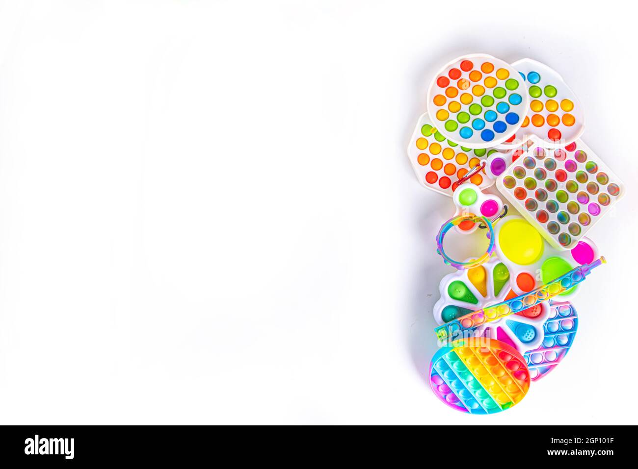 Modern trendy kids fidget finger toys, relaxation concept - set of ...