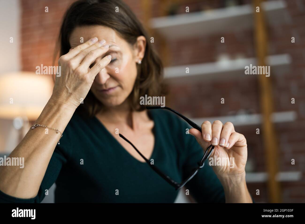Tired Exhausted Eye Pain And Ache Problem Stock Photo - Alamy