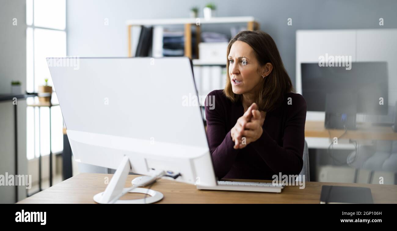 Virtual Remote Video Call With Staff On Computer Stock Photo - Alamy