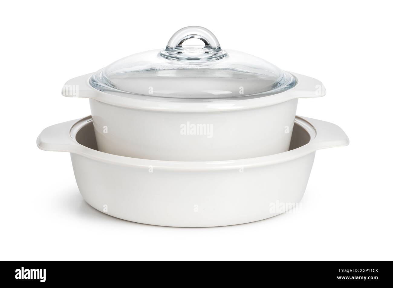 White ceramic cooking pot isolated on a white background Stock Photo ...