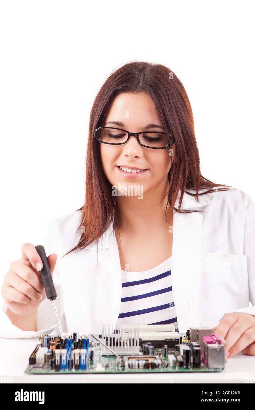 Happy and successful young computer technician Stock Photo - Alamy