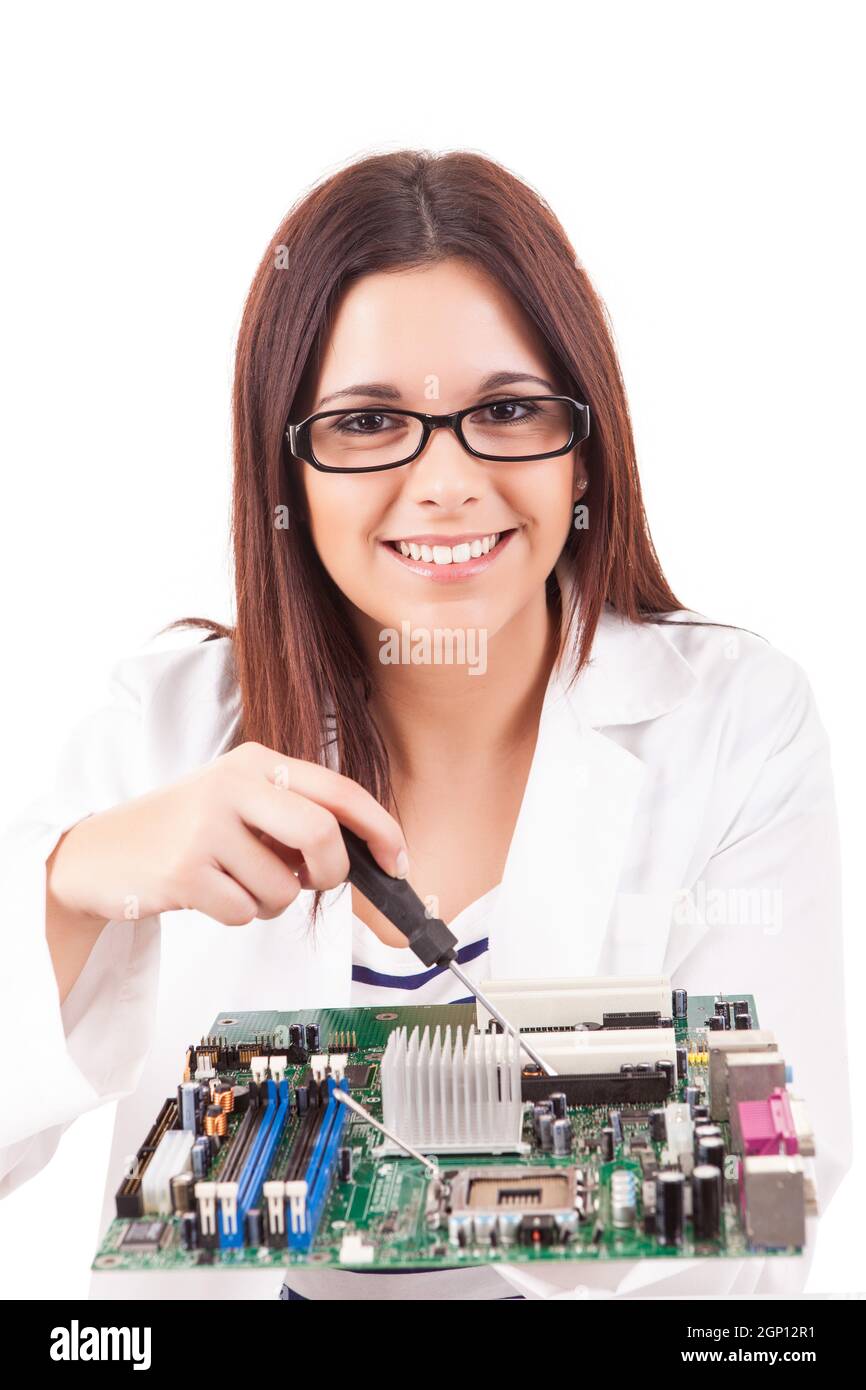 Happy and successful young computer technician Stock Photo - Alamy