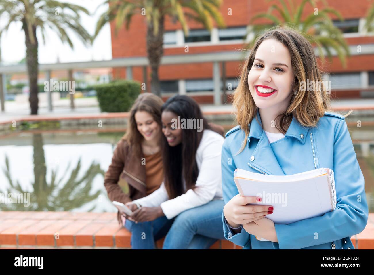Group multi ethnic young students at the university campus Stock Photo ...